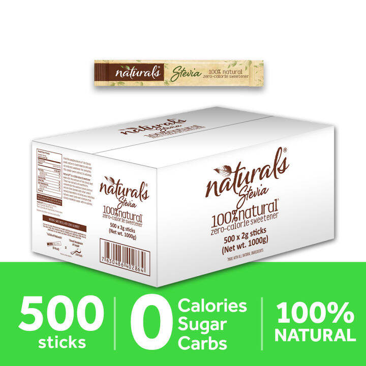 NATURALS STEVIA 1 box x 500 sticks, 100% Natural Zero Calorie Sweetener ...