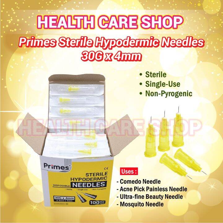 Primes Sterile Hypodermic Disposable Needle 30Gx4mm - Painless Needles ...