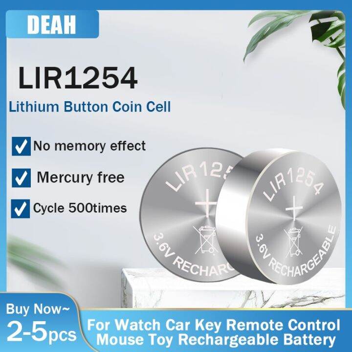 2-5PCS LIR1254 LIR 1254 3.6V Lithium Rechargeable Battery ICR1254 ...