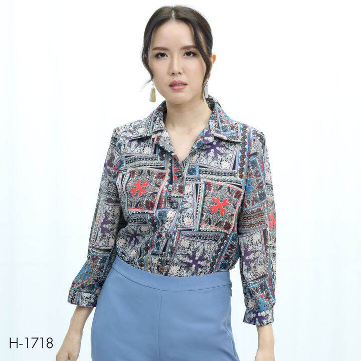 MIKIKO Shirt MI-H1718 โคโม่ Cotton แขนยาว IGPU22-2 | Lazada.co.th