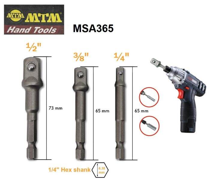 MTM MSA 3pc 65mm Hex Shank Power Driver Extension Socket Adapter | Lazada