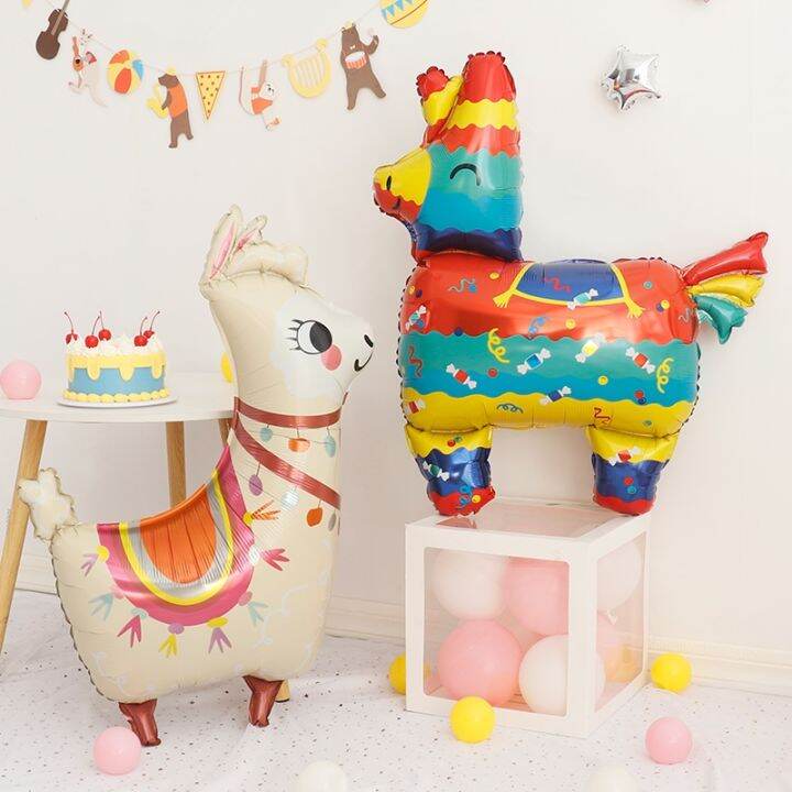 Cartoon Animal Theme Foil Balloon Alpaca Helium Balloon Kids Birthday ...