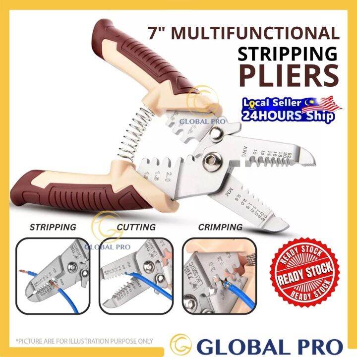 7" Multi Wire Cutter Crimping Tool Stripper Wire Pliers Electrician ...