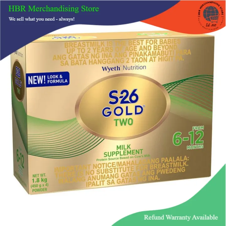 S-26 Goldâ® Two Milk Supplement For 6-12 Months Bag In Box (450G X 4) Plain 1.8Kg | Lazada PH