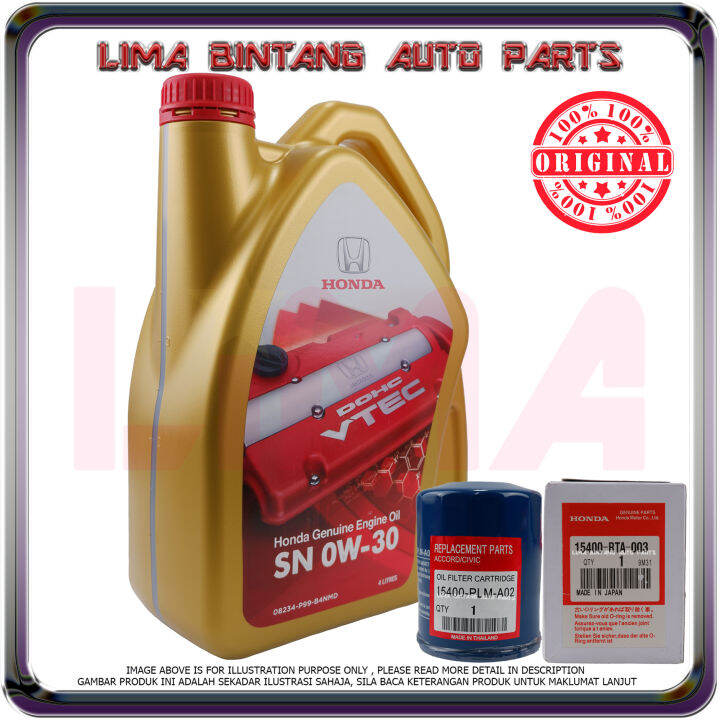 Combo! Honda SN 0W30 Fully Synthetic Genuine Engine Oil 4 Liter + Oil ...