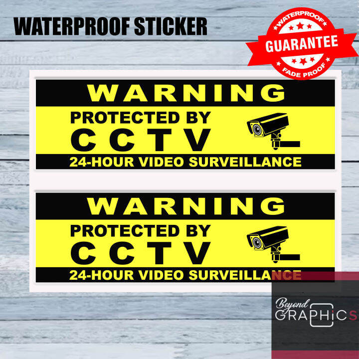 BG CCTV Warning Sign Sticker (10 x 2.5 inches) Non-Fade Waterproof ...