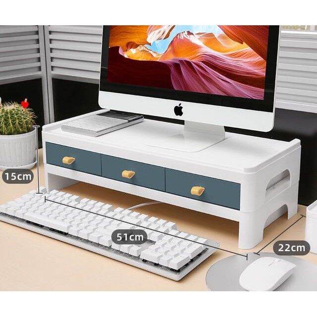 7D Computer Monitor Stand with Drawers Desk Organizer for Home & Office ...