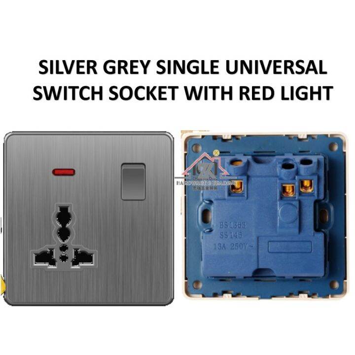 [SILVER] HIGH QUALITY UNIVERSAL PLUG SOCKET 13A WALL SWITCH SOCKET ...