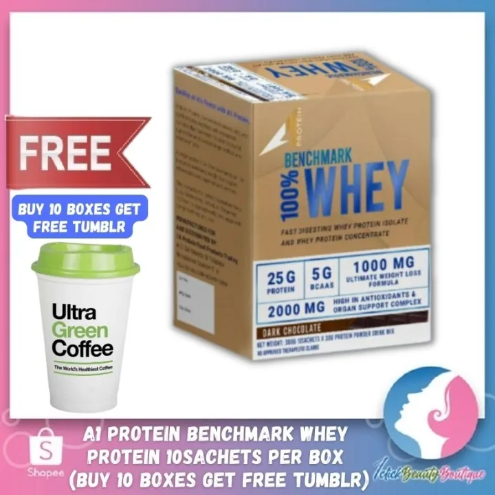A1 Protein Benchmark Whey Protein 10sachets/box DARK CHOCO/CARAMEL (BUY ...