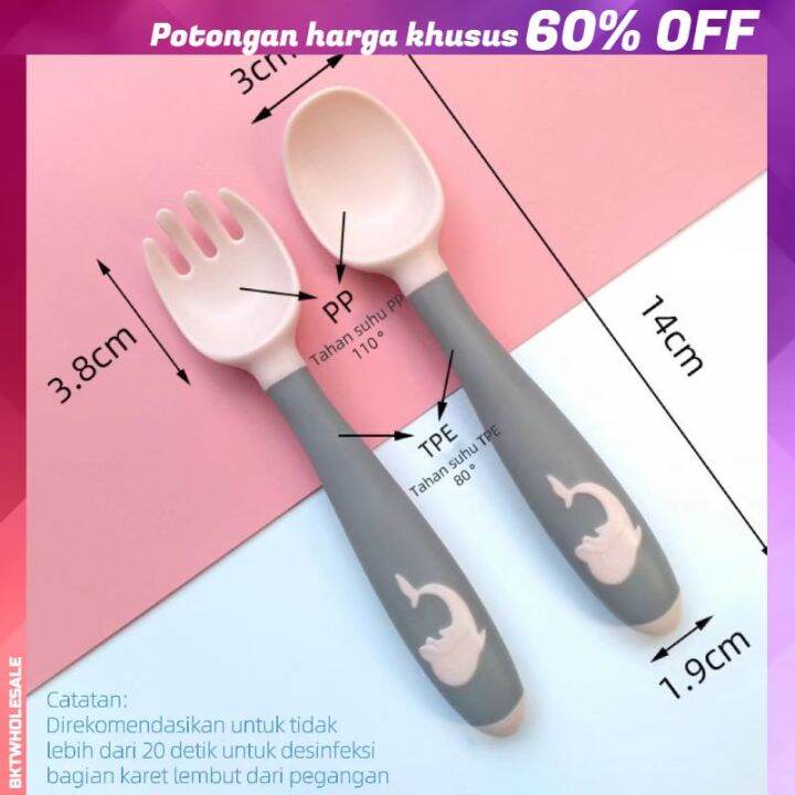 Sendok MPASI Bayi Melengkung 360 derajat BLW / sendok garpu makan anak ...