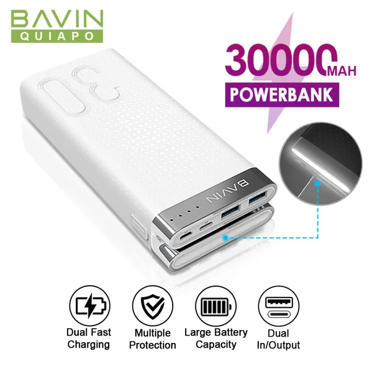 BAVIN PC089 30000mAh Powerbank 2.1A Dual Output & Input Fast Charge ...