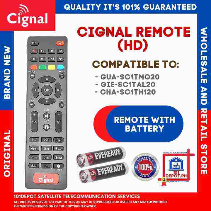 Cignal GUA SC1TMO20 Remote REPLACEMENT with BATTERY | Lazada PH