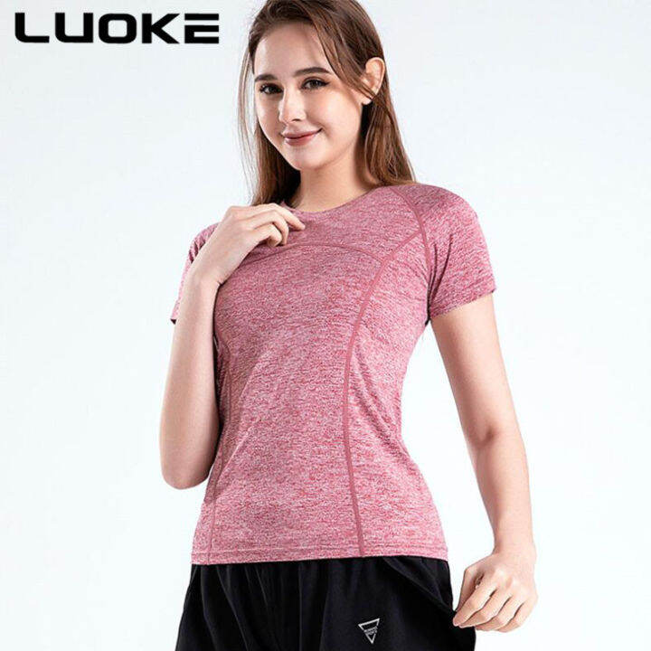 Luoke 2021ชุดโยคะสำหรับผู้หญิงการเพาะปลูกกีฬาบางแห้งเร็วเสื้อยืดเสื้อ ...