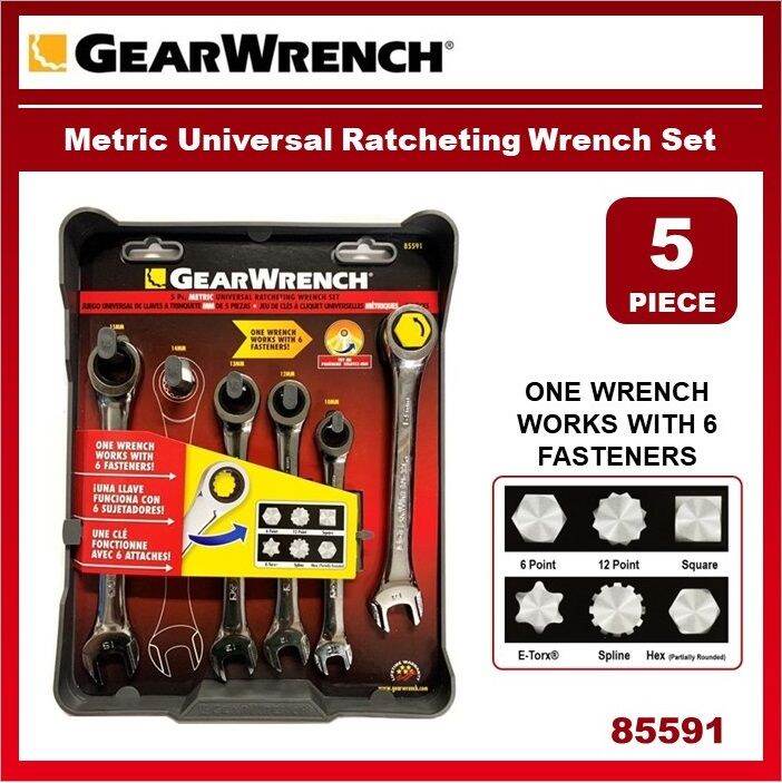 GearWrench 5-piece Metric Universal Ratcheting Wrench Set - 85591 ...