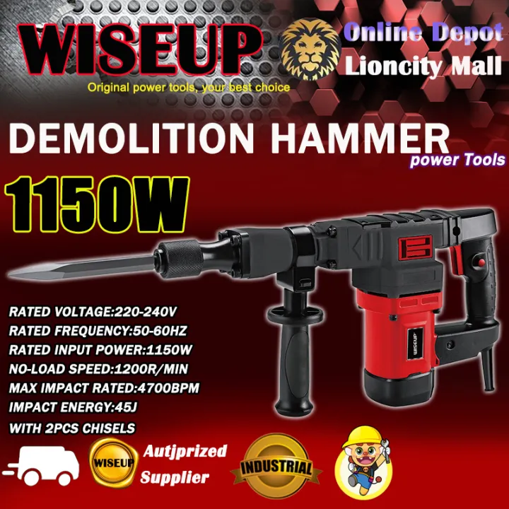 WISEUP High Quality 1150W 45J Demolition Breaker / Chipping Gun ...