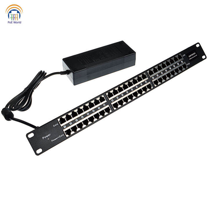 1U Rack Mount 24-Port 10/100mbps Mode B PoE Injector with 24Volt 48 ...