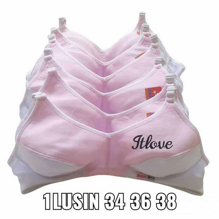 ITLOVE - 1 Lusin 12pcs Bra Abg Polos 2 Warna Size Seri 34 36 38 Tanpa ...