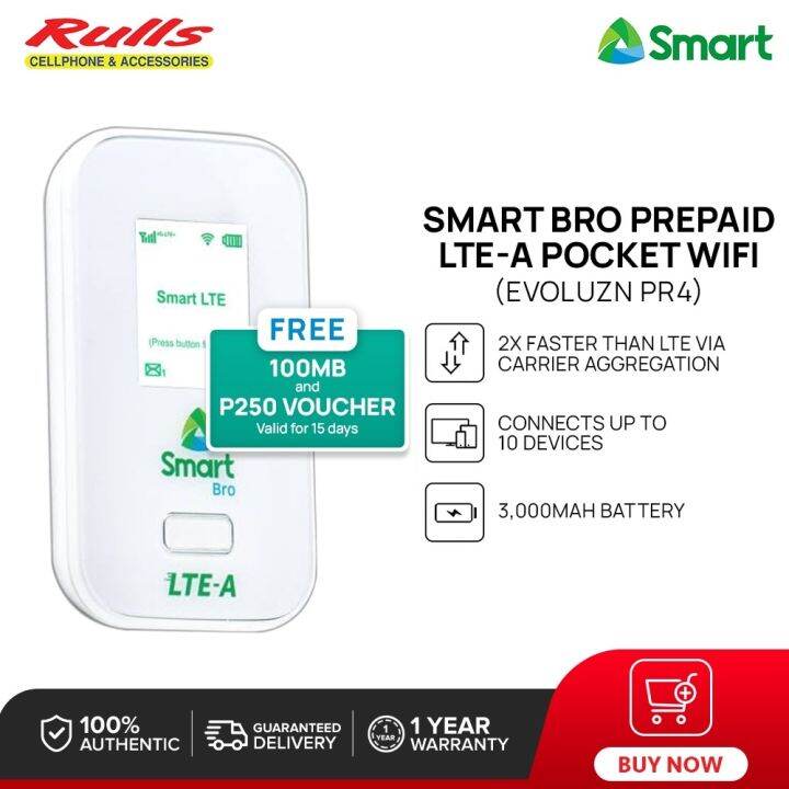 Smart Bro Prepaid LTE-A Pocket WiFi CAT 6 (EVOLUZN PR4) with FREE 100MB ...