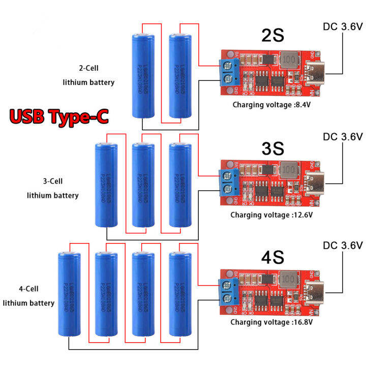 Multi-Cell 2S 3S 4S Type-C to 8.4V 12.6V 16.8V Boost Boost Polymer Li ...