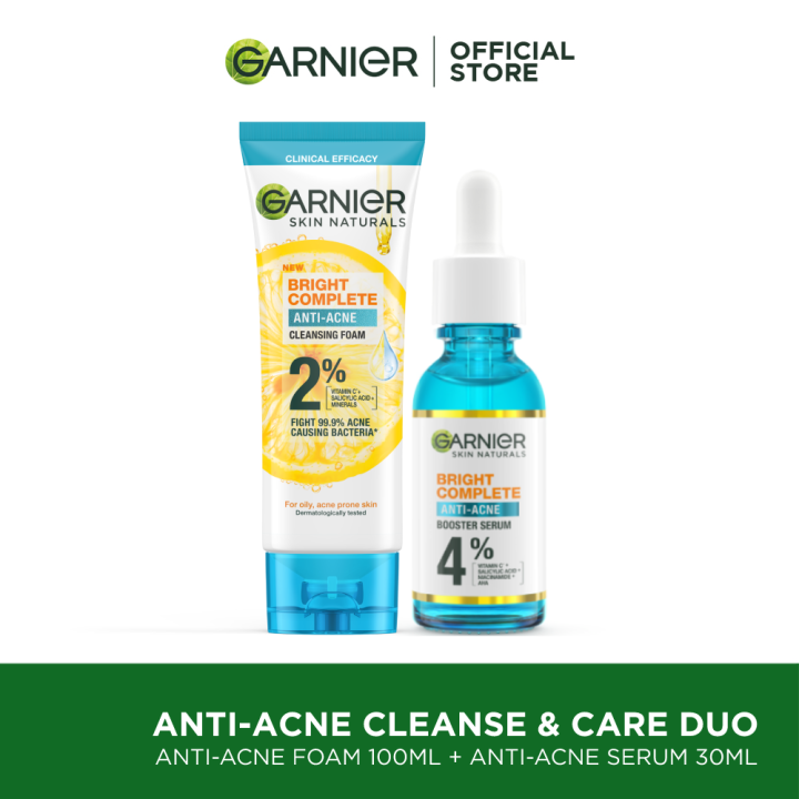 NEW Garnier Bright Complete Anti Acne Cleanse & Care Duo: Anti Acne ...