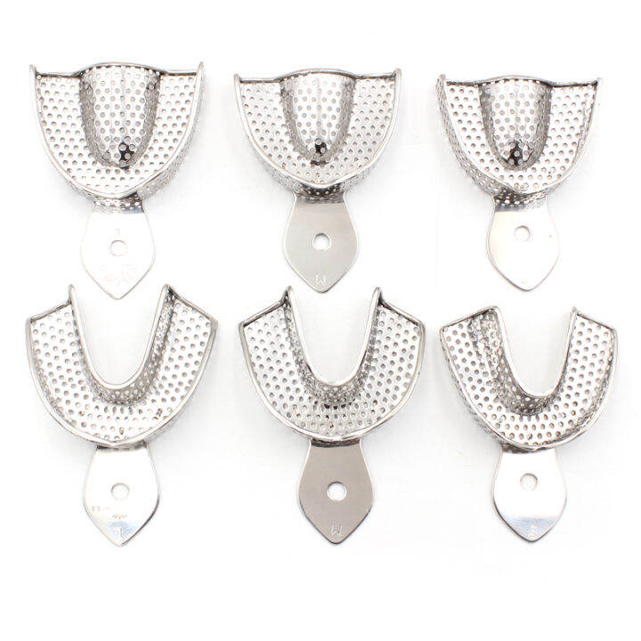 6Pcs/Set Stainless Steel Dental Impression Trays Dental Lab Equipment ...