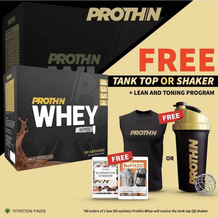 Prothin Whey Ripped (60 Servings) with FREE Tank Top OR Shaker | Lazada PH