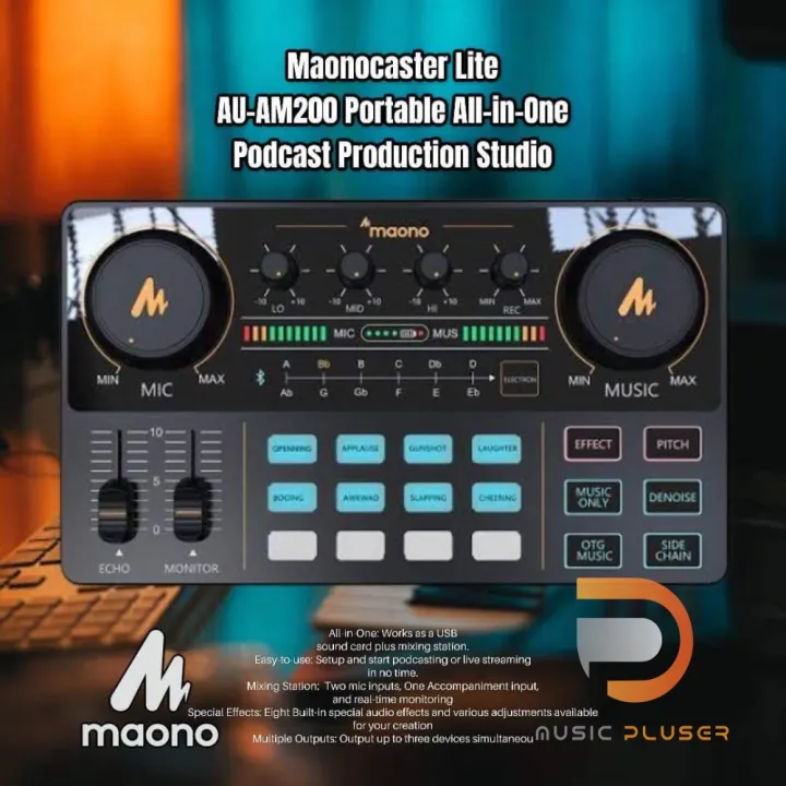 MAONOCASTER Lite AU-AM200 Portable All-In-One Podcast Production Studio ...