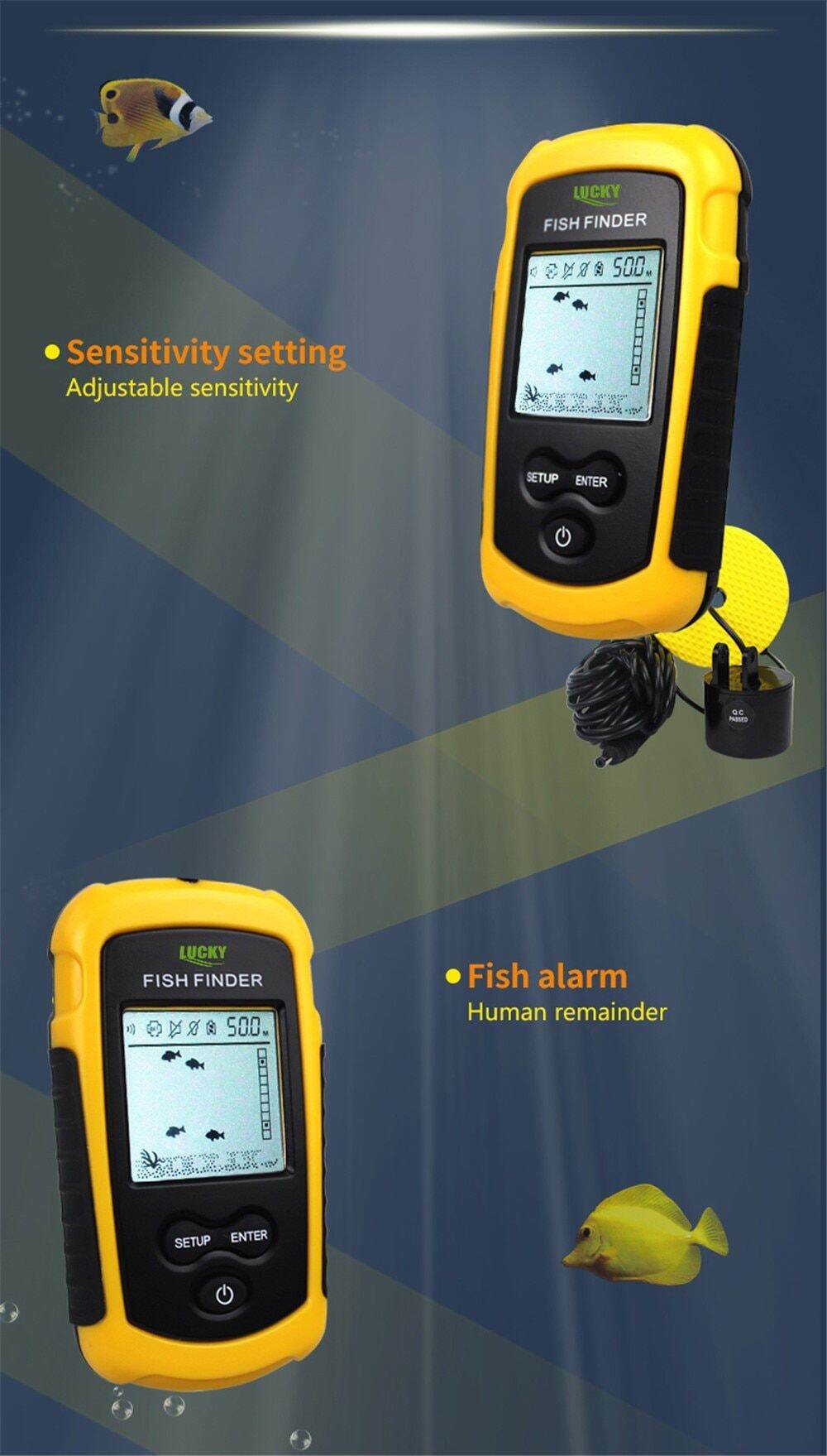 100M แบบพกพา Sonar LCD Fish Finders เครื่องมือตกปลา Echo Sounder ...