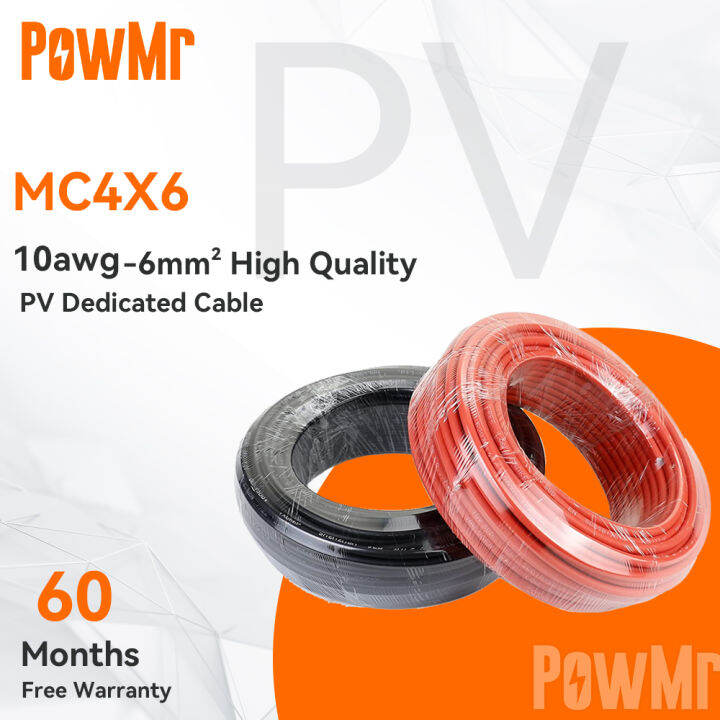PowMr Solar Cable 6mm 10AWG Black or Red Solar PVC Insulated Electrical ...