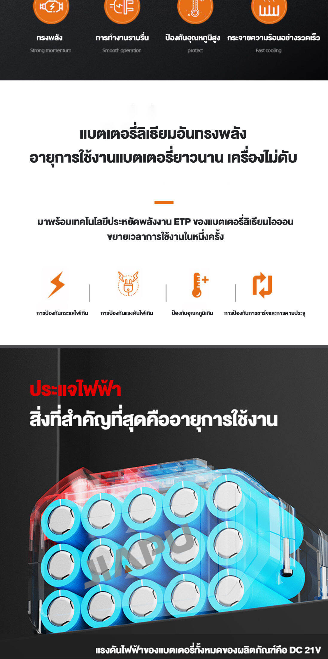 JIAPU เครื่องเป่าลมไร้สาย880TV แบตเตอรี่ 2 ก้อน เครื่องเป่าลม ดูดฝุ่น ล้างแอร์ พลังงานสูง,พร้อม ...