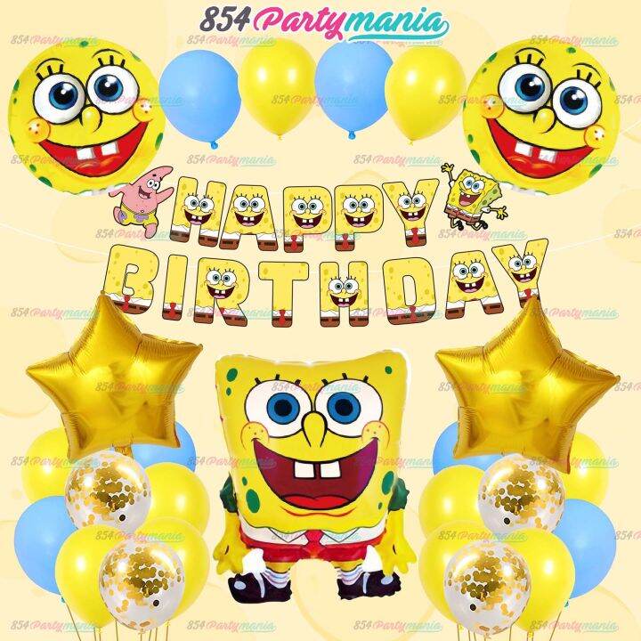 Spongebob balloons party set complete banner balloon themed birthday ...