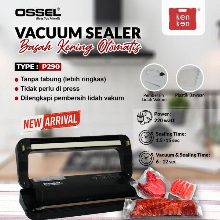 OSSEL Alat Press Makanan Vacuum Sealer / Pengemas Makanan Kering Basah ...