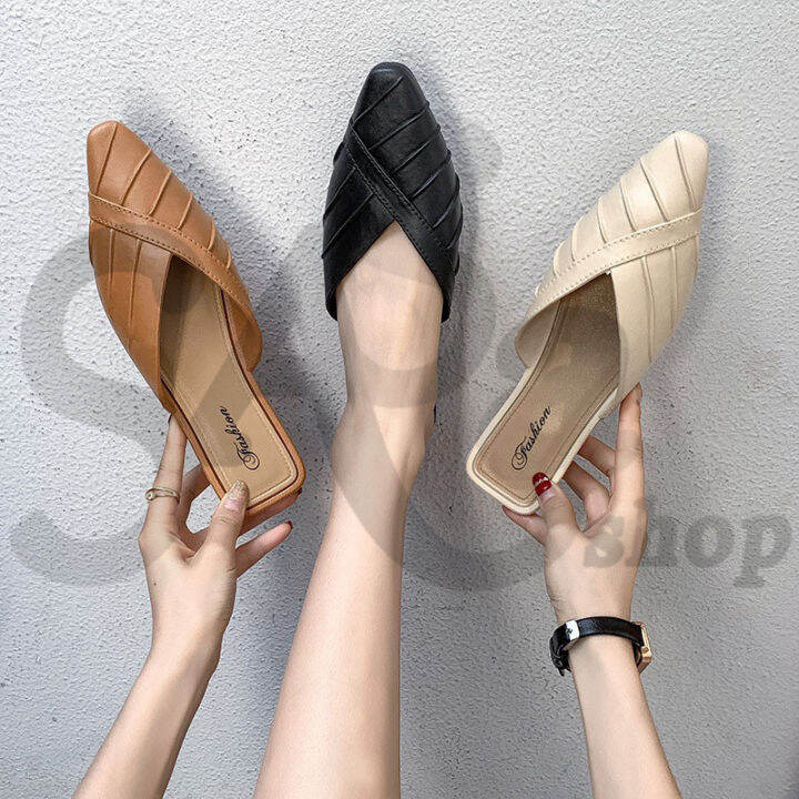 Sasa Girls Fashion 👑รองเท้าแฟชั่น หัวแหลมแบบเปิดส้น ดีไซน์เรียบหรู สี ...