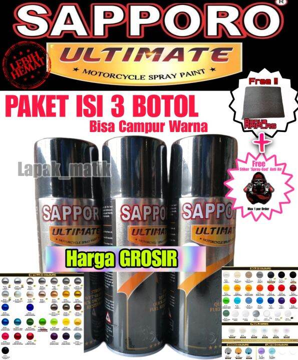 PAKET 3 SAPPORO ULTIMATE Epoxy Hitam Putih Clear Silver Hitam doff dan ...