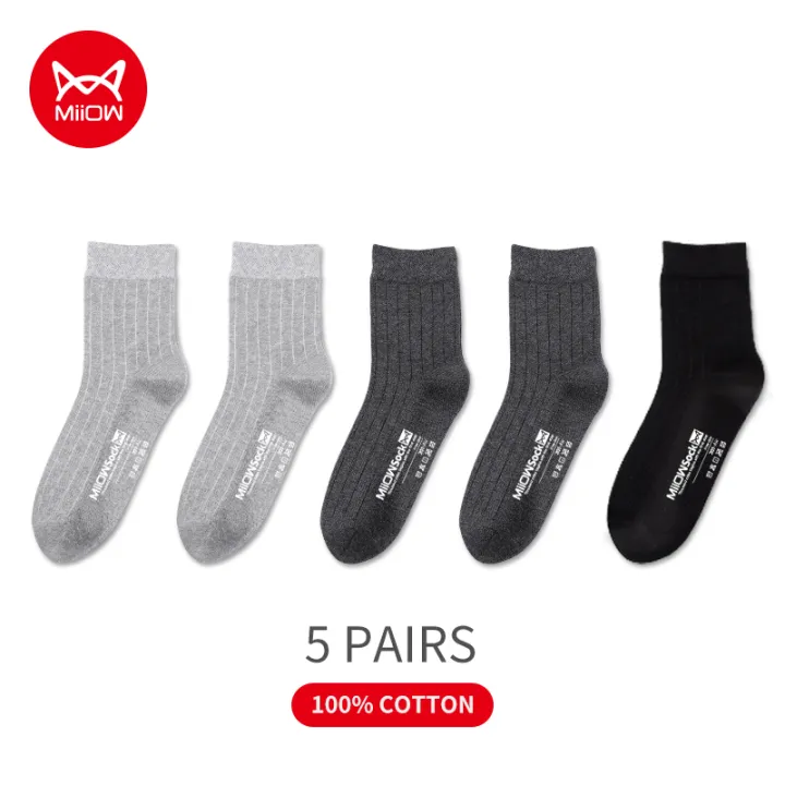 MiiOW 5 คู่/ล็อตผ้าฝ้ายผู้ชายถุงเท้า Breathable Low Cut Casual ถุงเท้าข้อเท้าฤดูร้อนผ้าฝ้ายพิมพ์ ...