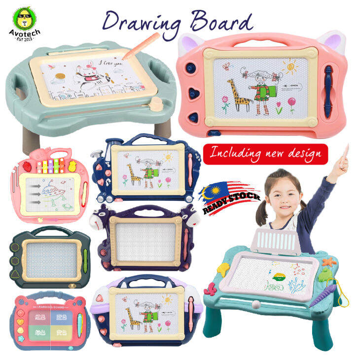 Awotech Magnetic Drawing Board For Kids Drawing Pad 4 Colours Drawing ...