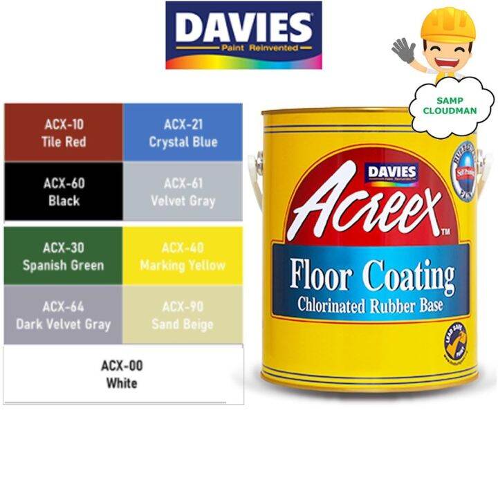Davies Acreex Rubberized Chlorinated Floor Coating Gallon Size 4 Liters ...