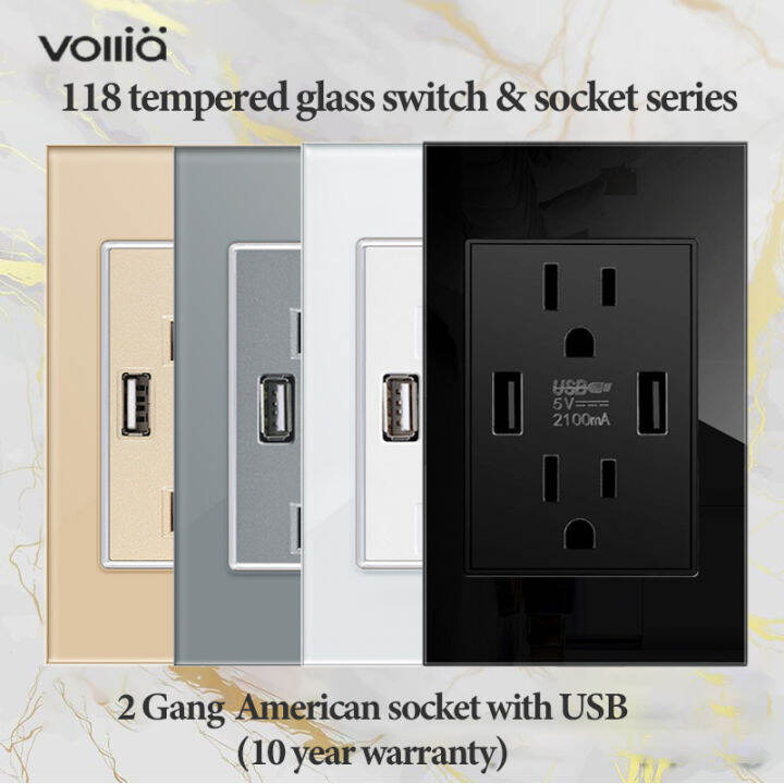 Vollia 15amp Outlet Socket for Wall 2 Gang Multiple Electrical Socket ...