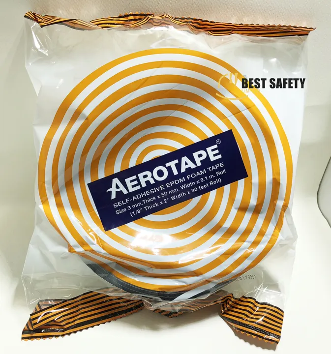 AEROTAPE ฉนวนแผ่นม้วนมีกาวในตัว เทปพันท่อแอร์ 3x50mm x 9.1m (Pack 10 ...