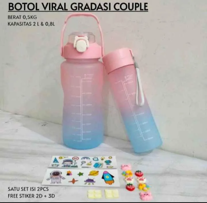 BOTOL VIRAL GRADASI BERANAK 2 LITER + BOTOL GRADASI 800ML | Lazada ...