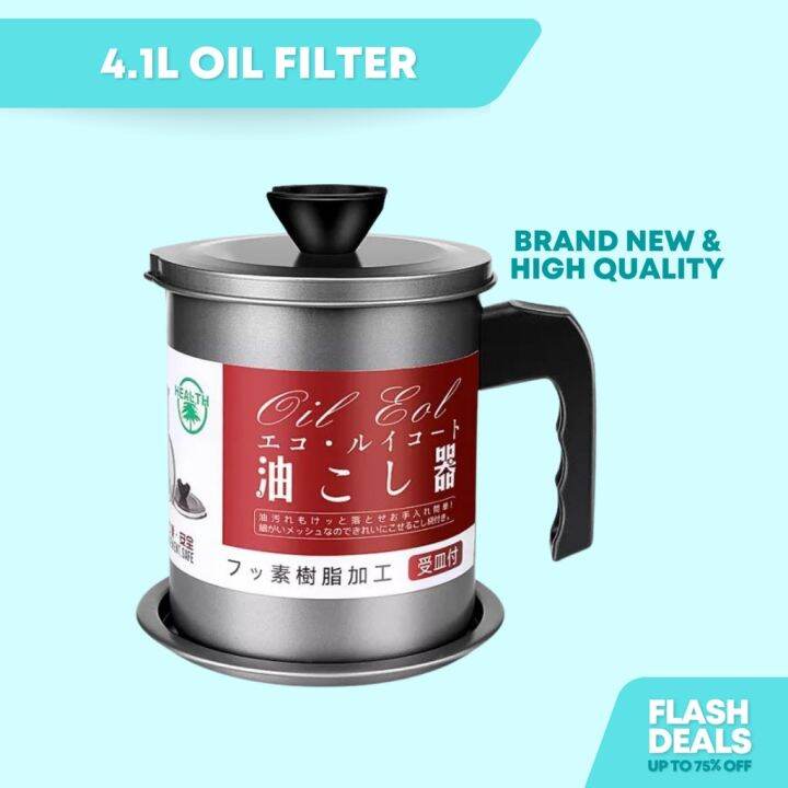 HOT BANGX Original 1. 4 L Stainless Steel Lard Tank Oil Filter Pot ...