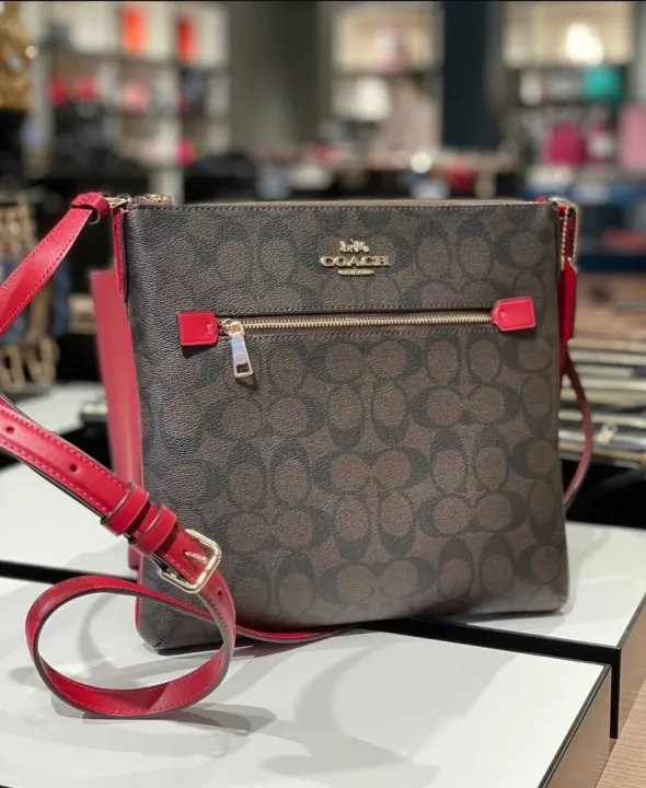 Coach C1554 Rowan File Crossbody Bag in Brown Signature Coated Canvas ...