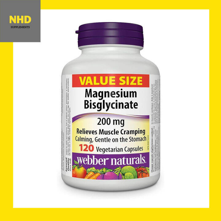 WEBBER NATURALS MAGNESIUM BISGLYCINATE 200MG X 120 viên uống bổ sung ...