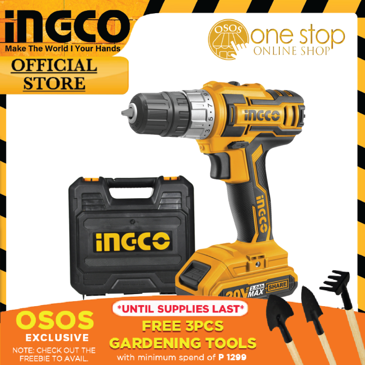 INGCO Original Lithium-Ion Cordless Drill 20V POWERSHARE SUPER SELECT CDLI200215 •OSOS• | Lazada PH