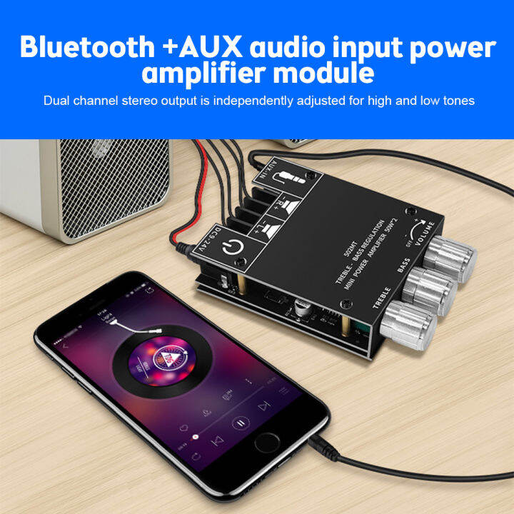 ZK-502MT Bluetooth Amplifier Board HiFi Stereo 2X50W 12V-24V Audio Power Amplifier Module for ...