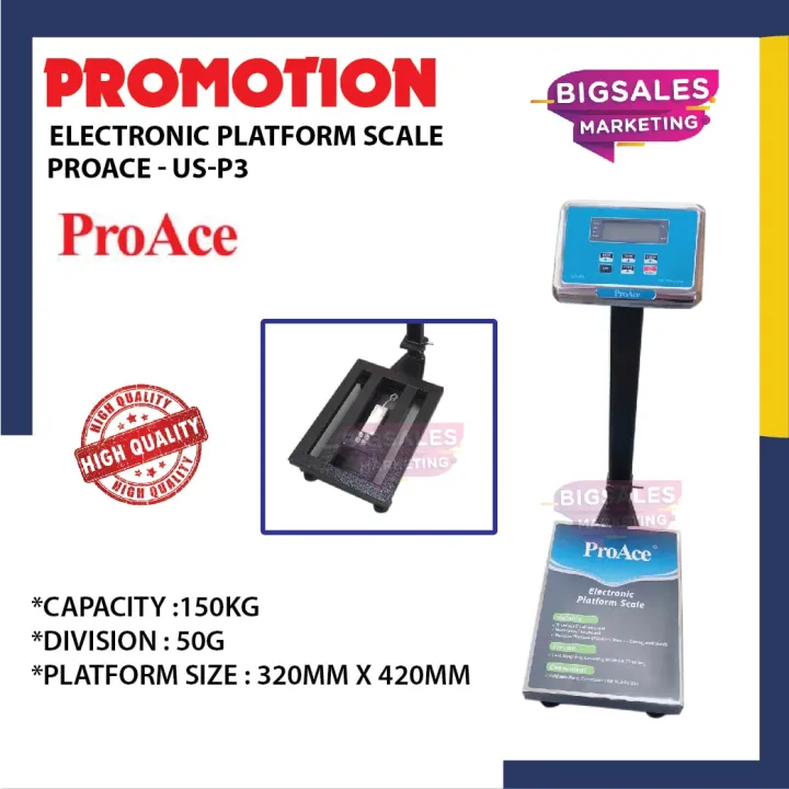 150KG x 50G PROACE Electronic Digital Weighing Rechargeable Platform ...