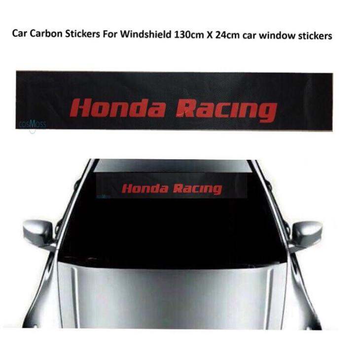 HONDA RACING Logo UNIVERSAL Car Carbon Stickers For Windshield 130cm X ...