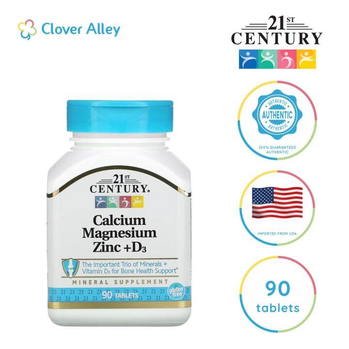 21st Century, Calcium Magnesium Zinc + D3, 90 Tablets | Lazada PH