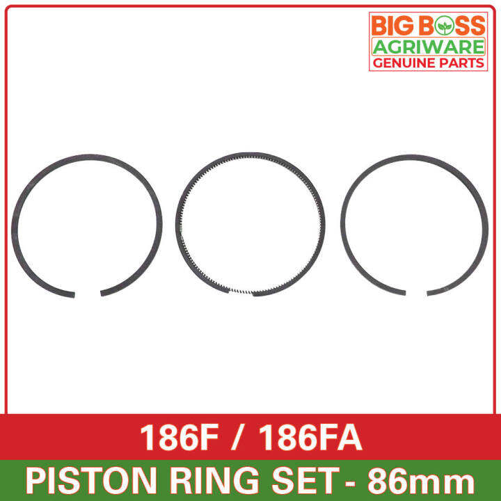 BBA Piston Ring Set 186F (10hp), 186FA (12hp) Aircooled Diesel Engine ...