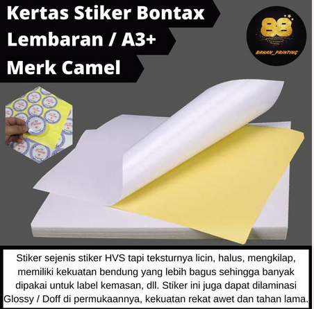 [Bisa Satuan] Kertas Stiker Bontak A3+ / Stiker Chromo Bontax A3 ...